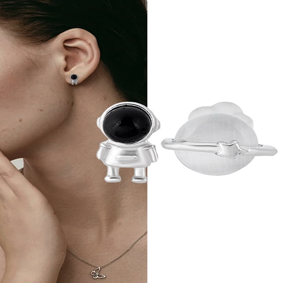 1 Pair Astronaut Planet Stud Earrings Decor Mismatched Stud Earrings ...