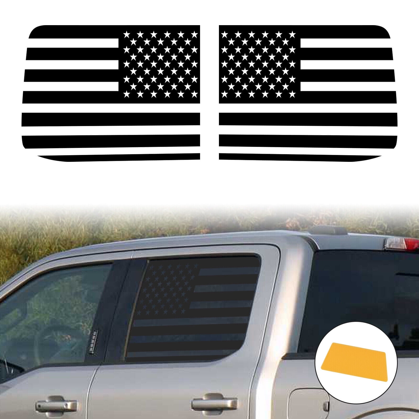 1 Pair Back Side Window American Flag Decal For 2015-2021 Ford F-150 ...