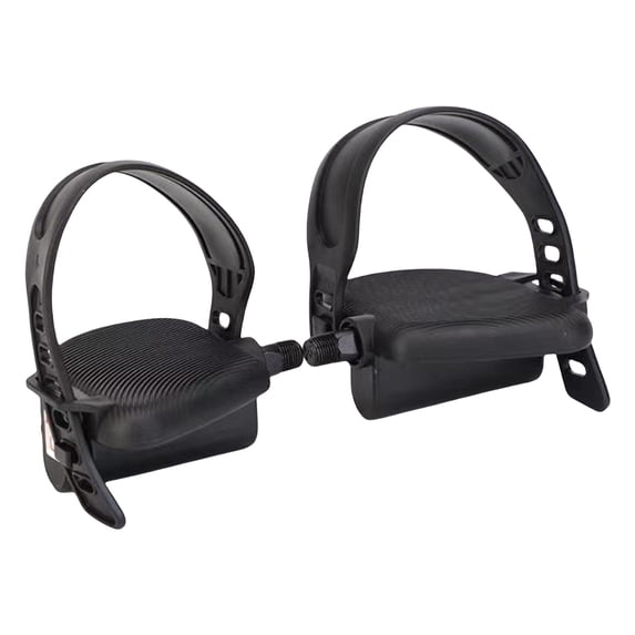 1 Pair Bicycles Pedals with Strap Exercise Bike Pedals and Fixed Strap ...