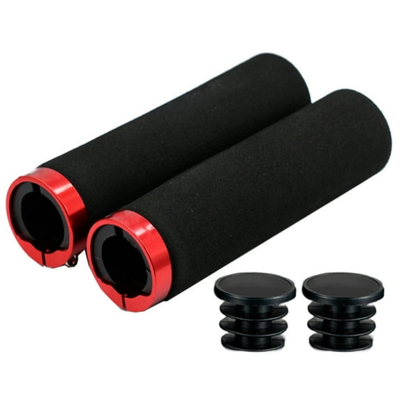 1 Pair Bike Grips with End Plugs Bike Single Lock on Handle Bar Soft Comfortable Sponge Handle ...