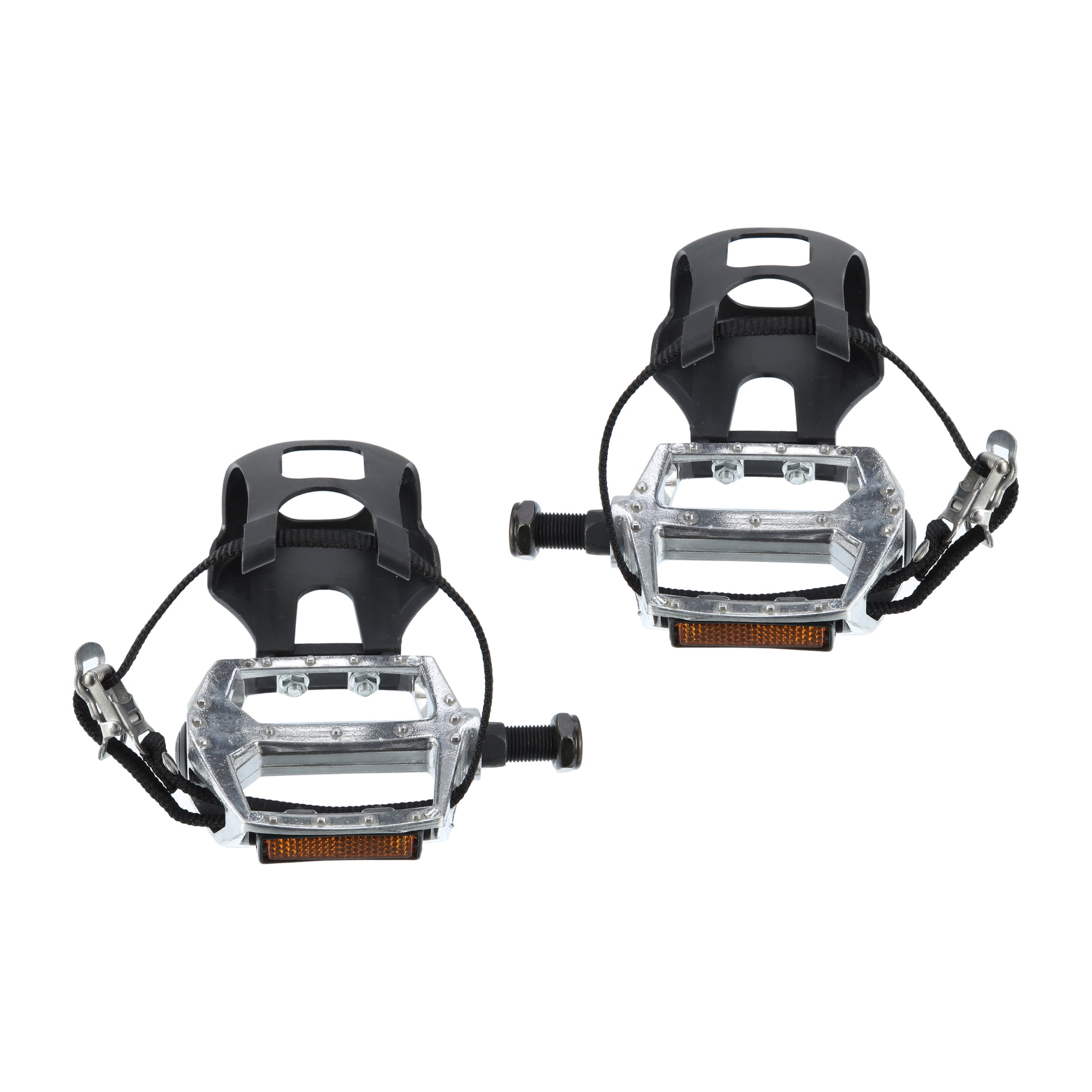 1 Pair Bike Pedals 12.7mm 1/2'' Spindle Platform with Toe Clips Fixed ...