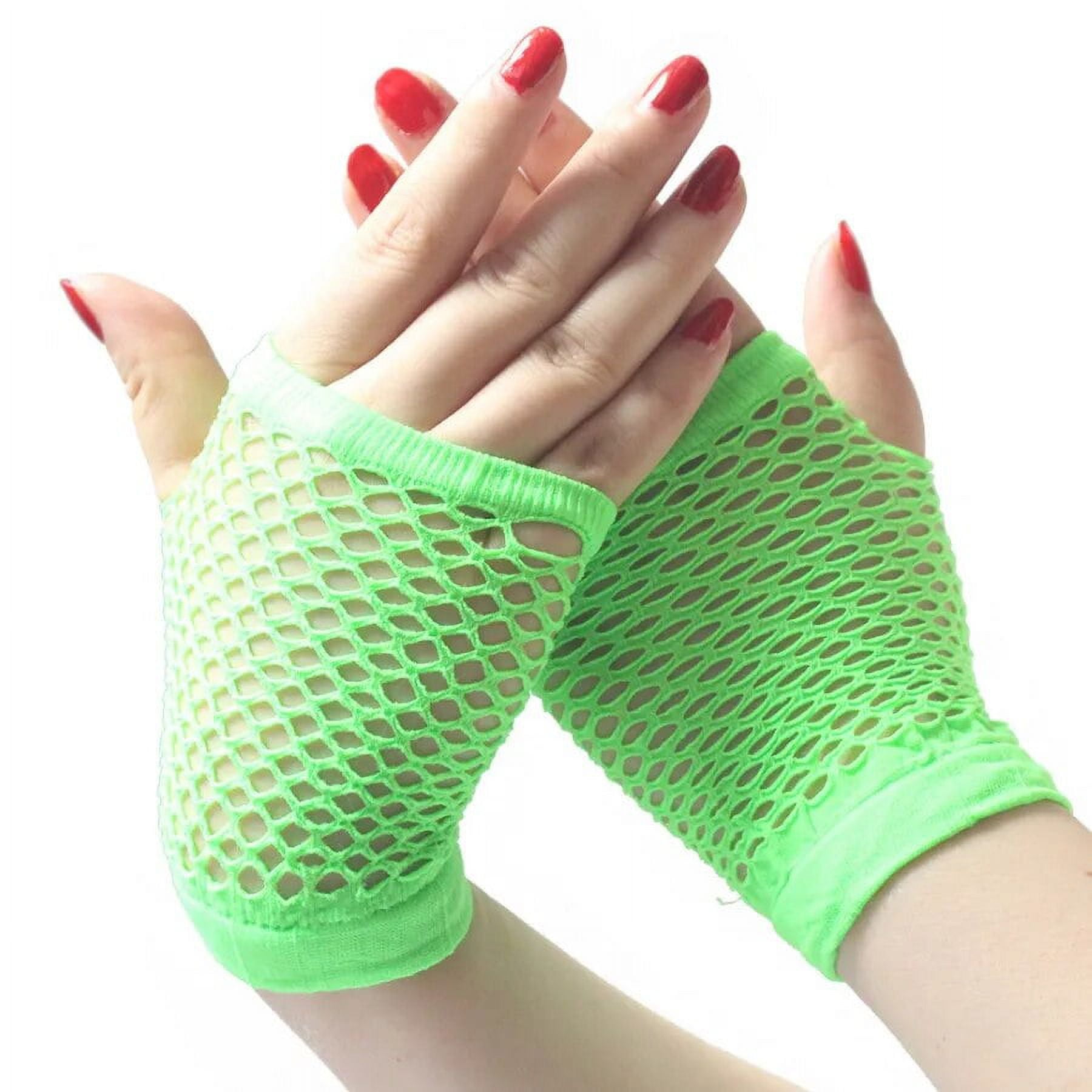 1 Pair Black Girl Womens Short Fishnet Net Gloves Fingerless Mesh ...