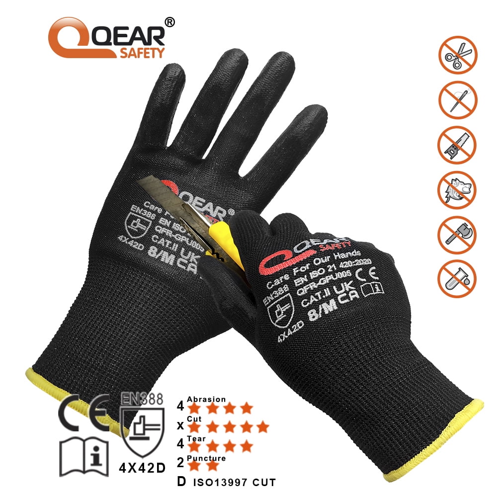 Qear Safety Thin Breathable Unisex Work Gloves, HPPE/Glass Fiber yarn ...
