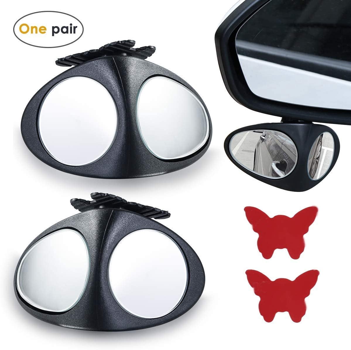1 Pair Blind Spot Car Mirror Glasses Convex Wide Angle Rear View 360 ...