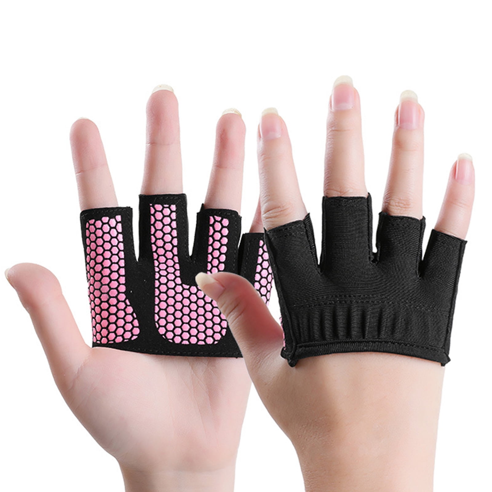 1 Pair Breathable Half Finger Gym Gloves Stretchy Spandex Mittens For ...