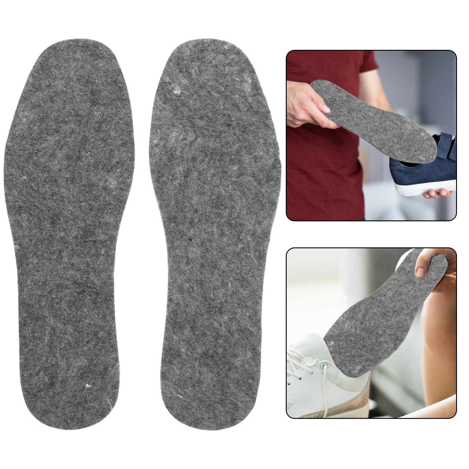 OUNONA Warm Wool Felt Insoles for Shoes Comfortable Breathable Inserts ...