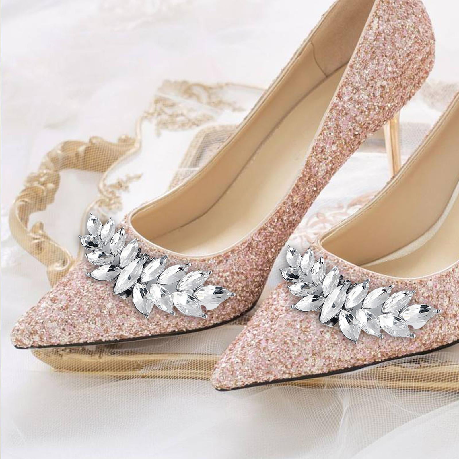 Segolike 1 Pair Bridal Shoe Decorations Clips, Crystal Rhinestone Shoe ...