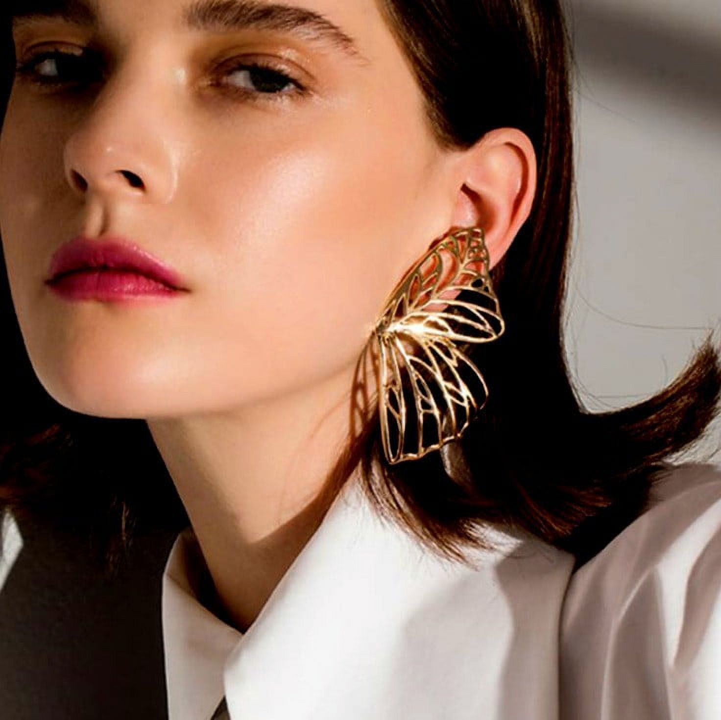 1 Pair Butterfly Ear Cuffs Earrings Glitter Rhinestone Butterfly ...