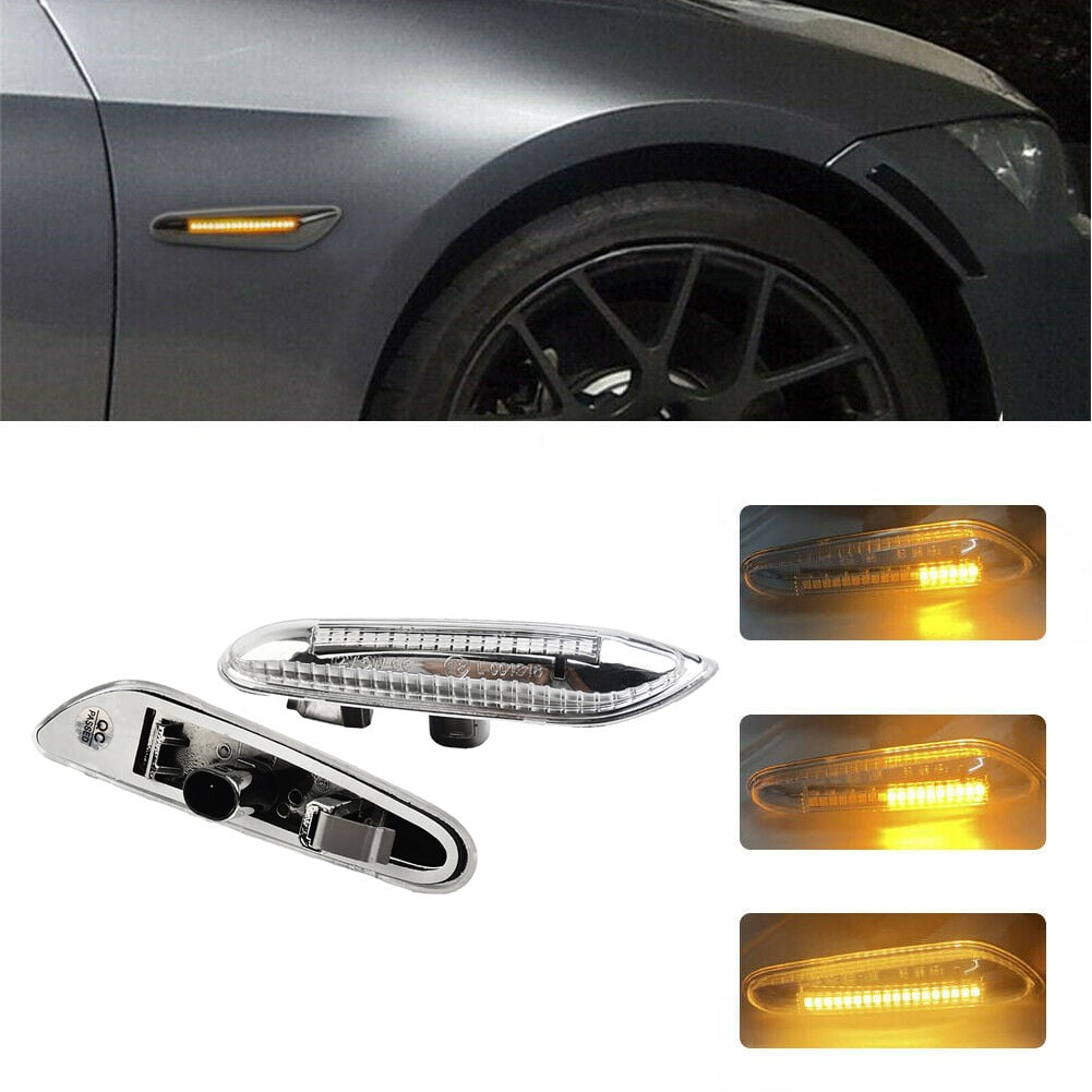 1 Pair Car Dynamic LED Side Marker Clear Turn Signal Lamp For BMW E46 ...