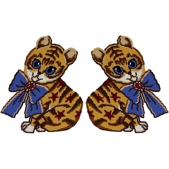 1 Pair Cat Patches Knotbow Cat Patch Animal Embroidered Applique Sew on ...