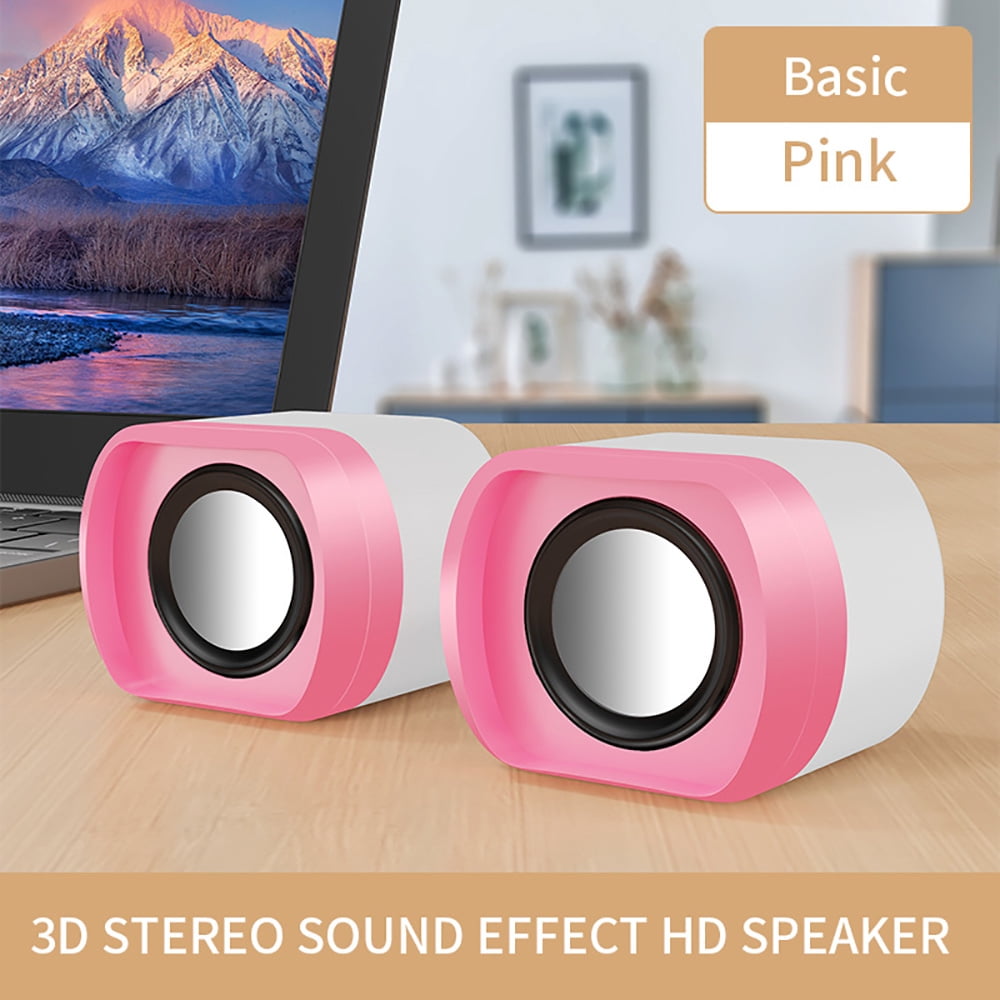 1 Pair Computer Speakers Desktop Home Wired Desktop Audio Cute ...