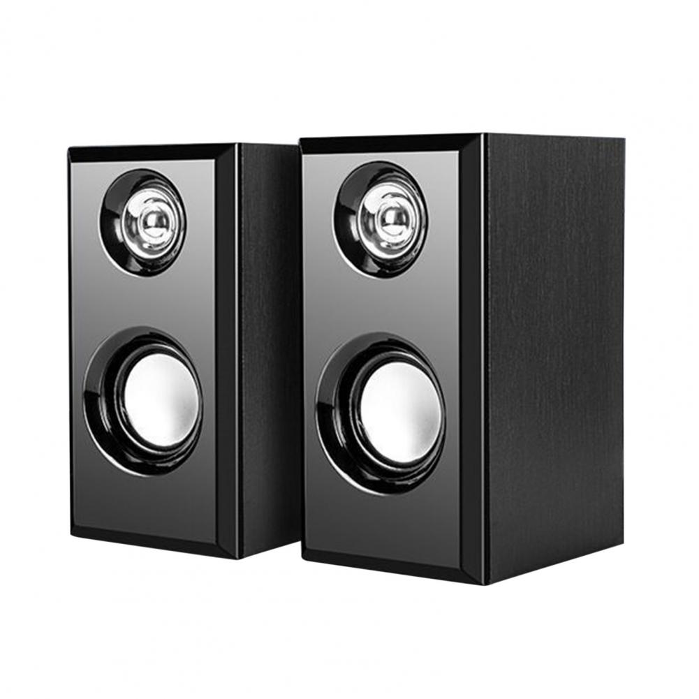1 Pair Computer Speakers USB Powered Surround Sound Wooden Desktop ...