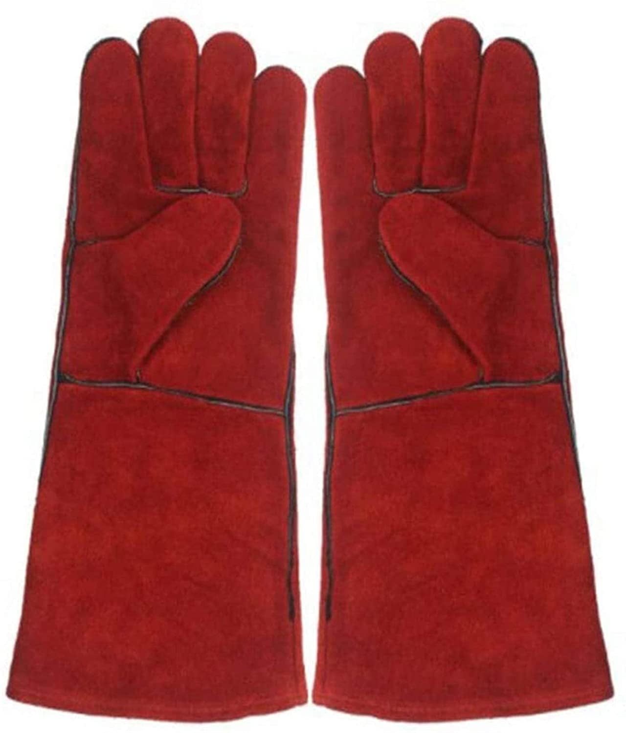 1 Pair Deluxe 14" Welding Gloves, Heat Resistance, Leather Palm Lining ...