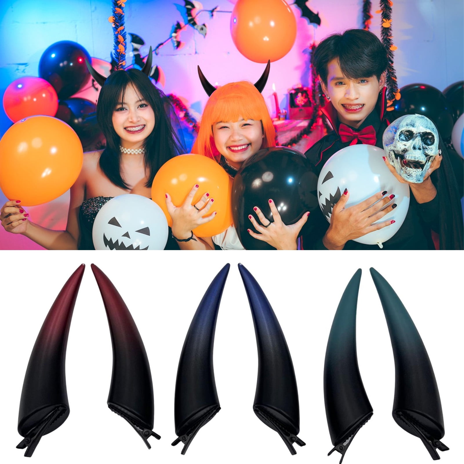 1 Pair Devil Horn Hair Clip Halloween Cosplay Demons Horn Duckbill ...