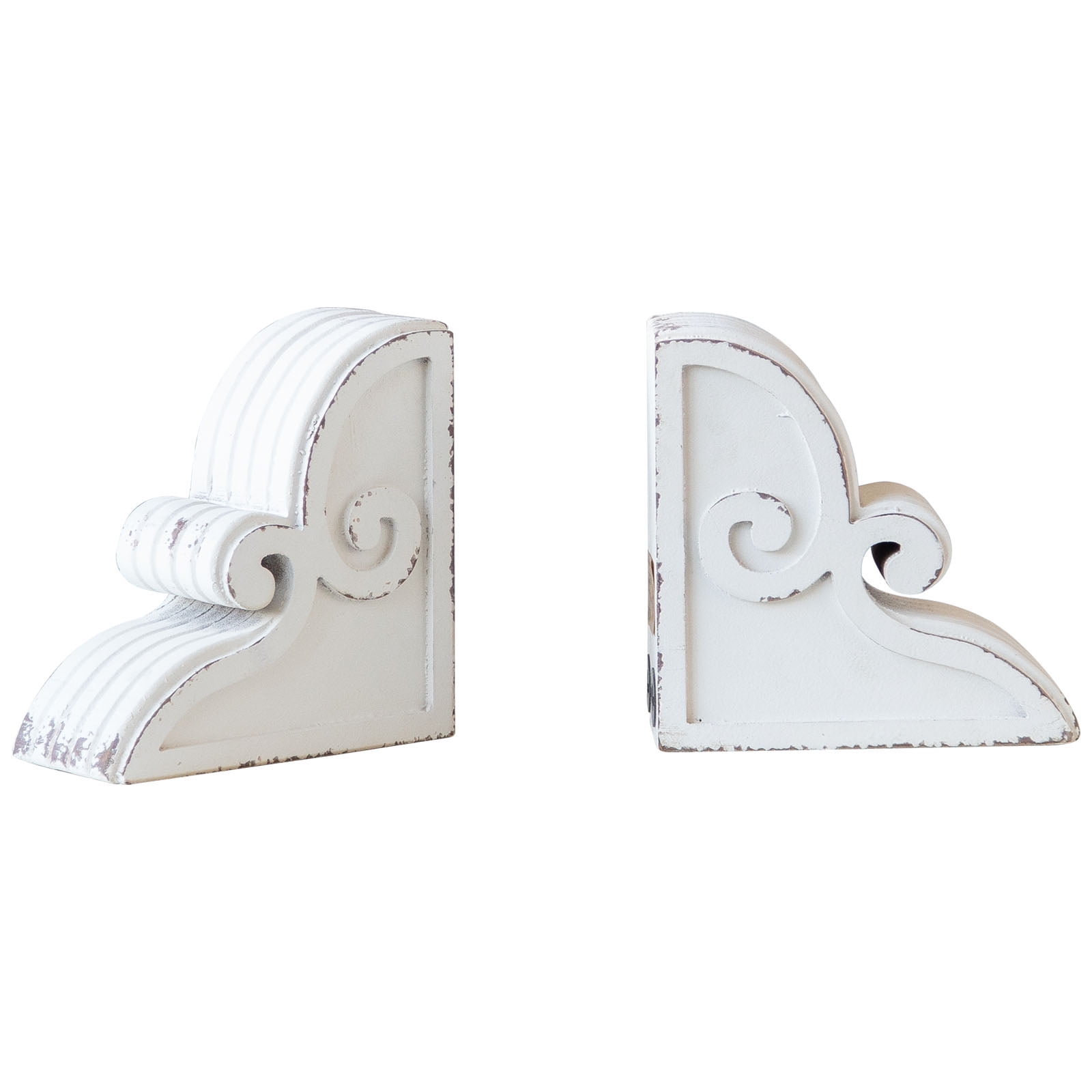 Walmart Distressed White Bookends Pair, Rustic Shelf Brackets, Vintage ...