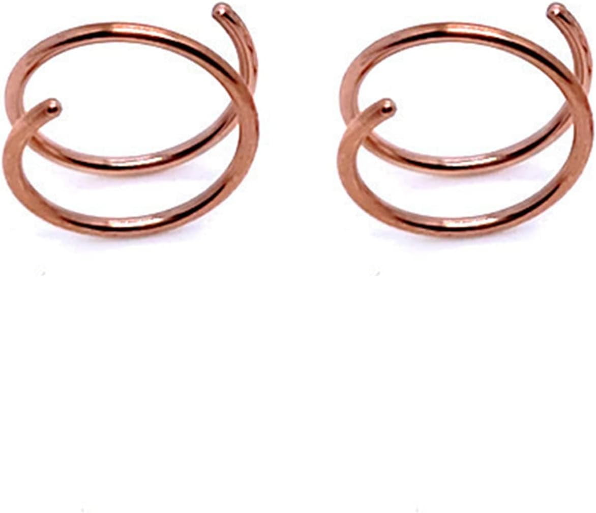 1 Pair Double Nose Hoop Ring for Single Piercing Nose Hoop, Spiral Nose ...