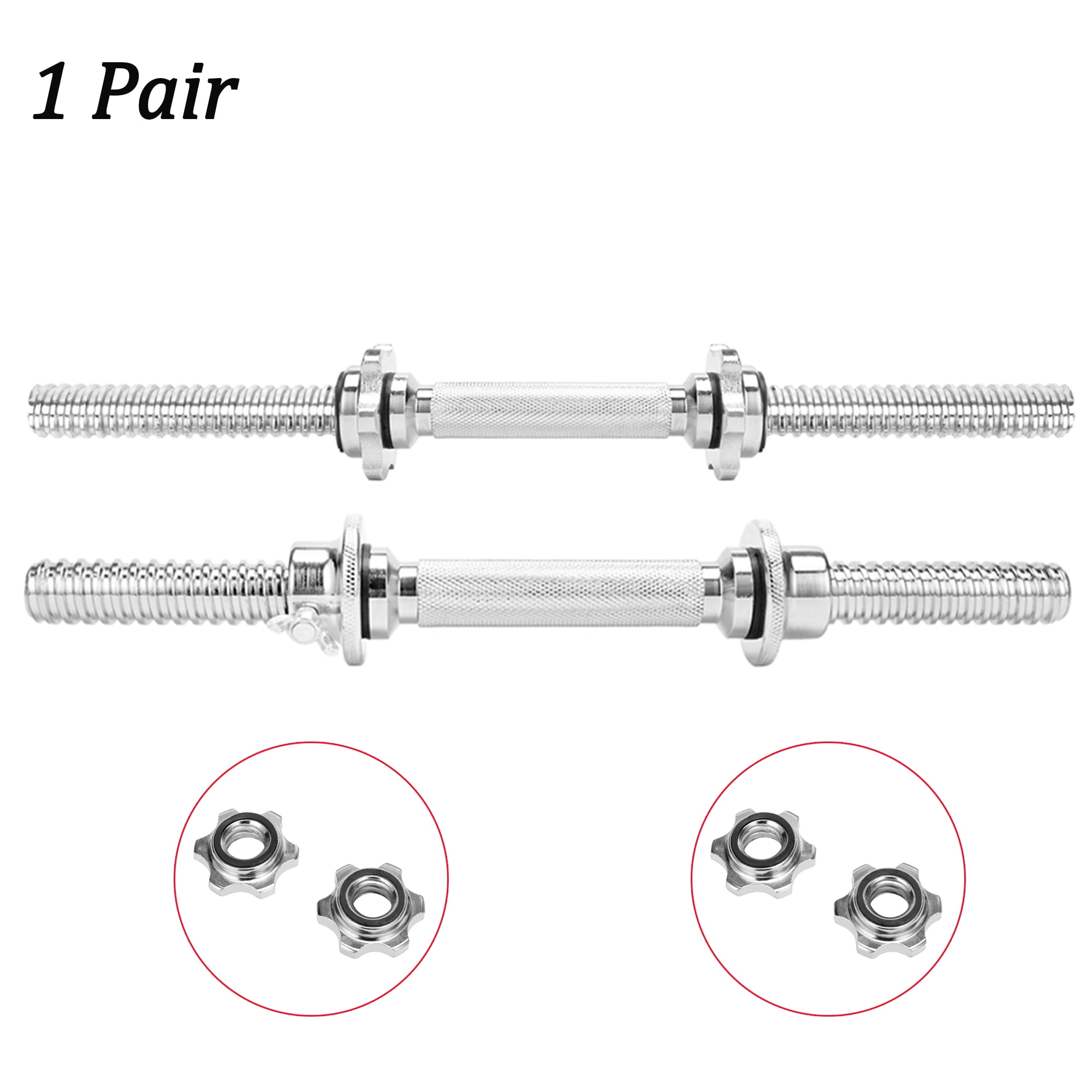 1 Pair of Dumbbell Bars Chrome Exercise Spinlock Collars, Dumbbell Handles Weight Lifting ...