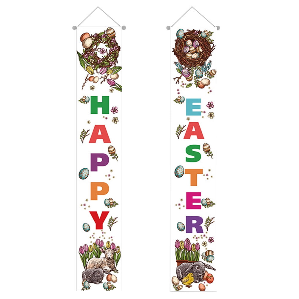1 Pair Easter Themed Design Door Banners Porch Signs Door Curtains Home ...