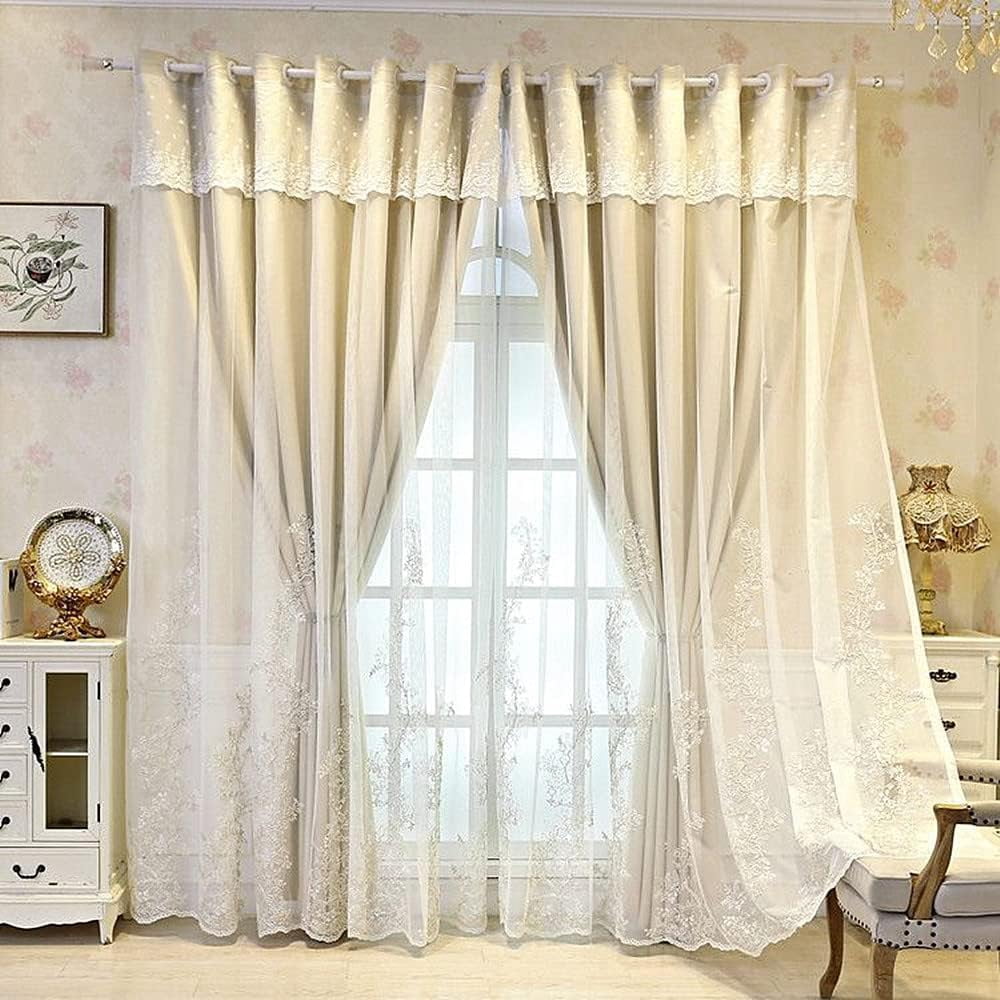 1 Pair European Double Layer Curtains for Living Room Bedroom Luxury ...