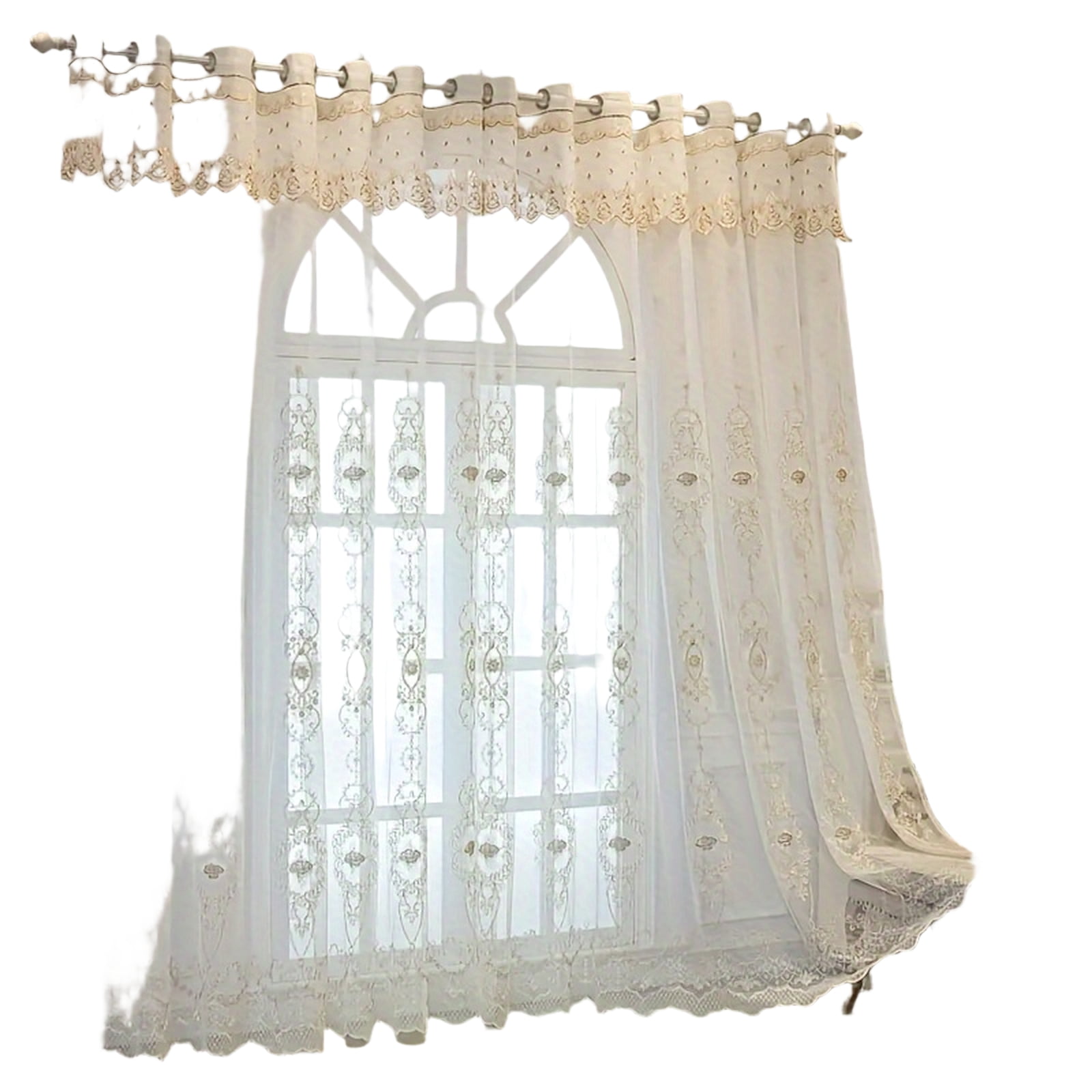 1 Pair European Double Layer Curtains with Valances for Living Room ...