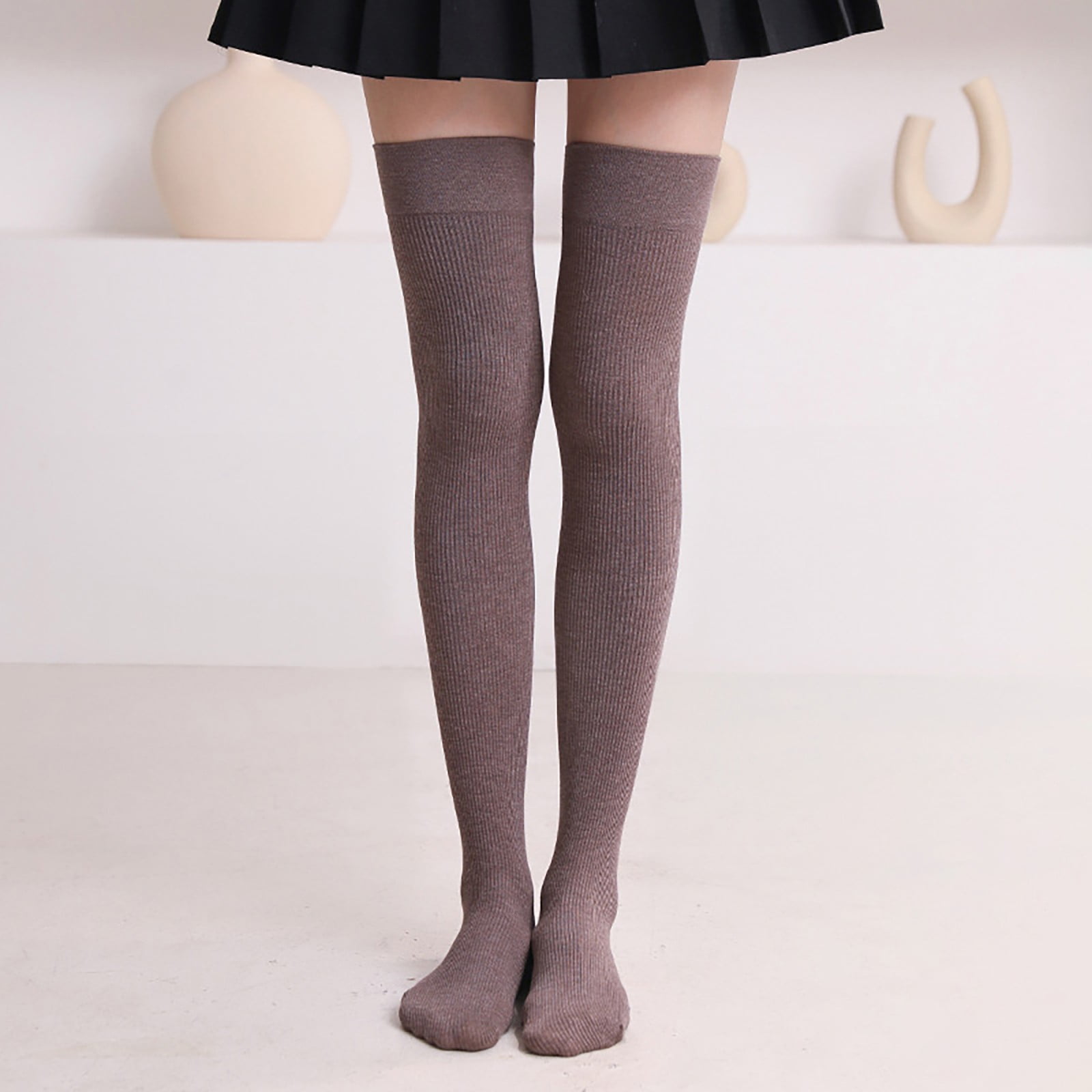 1 Pair Extra Long Solid Color Thigh High Socks Over The Knee High Boot ...