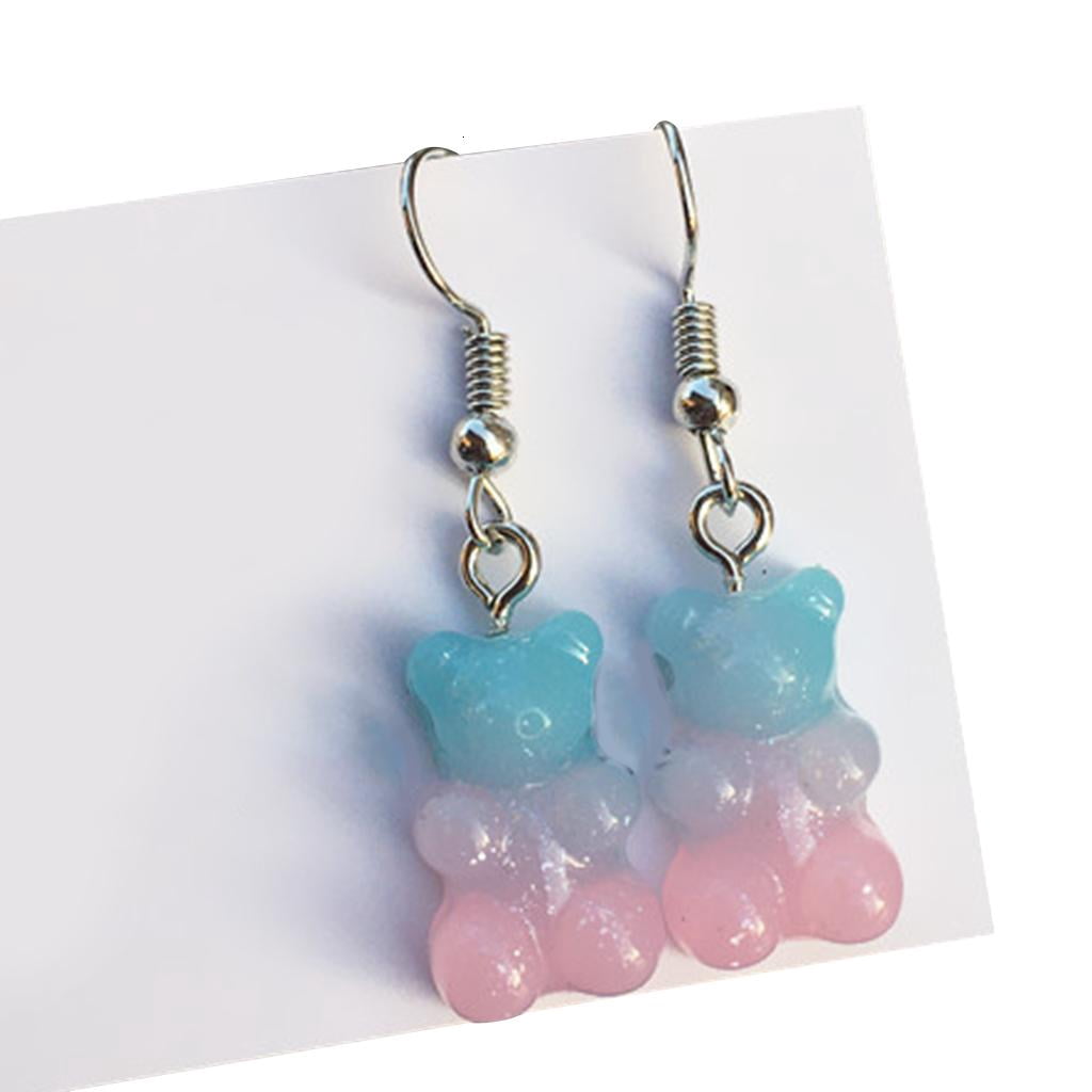 Giaone 1 Pair Fashion Lovely Candy Color Cartoon Gummy Bear Resin ...