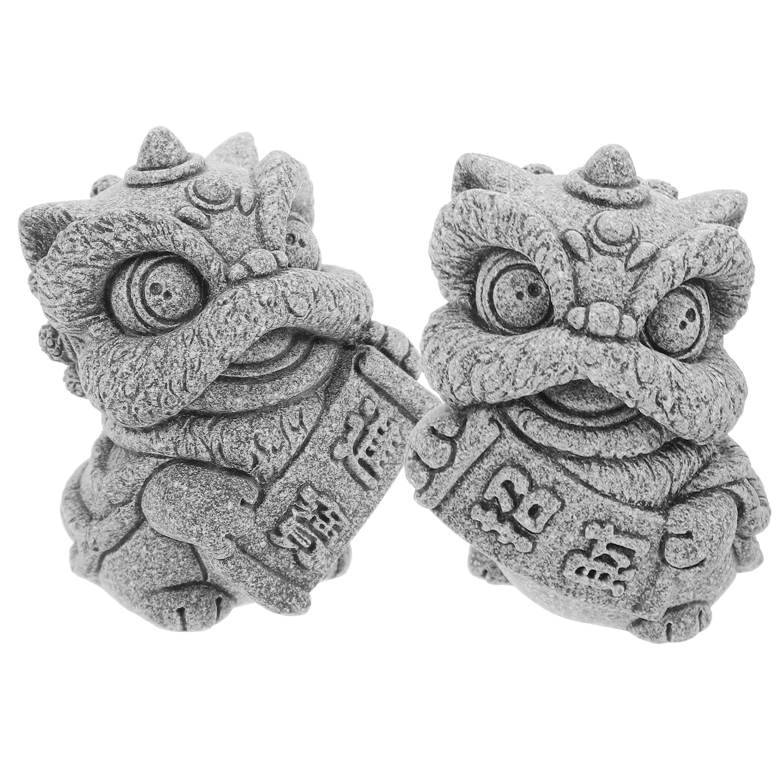 1 Pair Fish Tank Fu Foo Dogs Statues Decorations Japanese Lion Figures ...