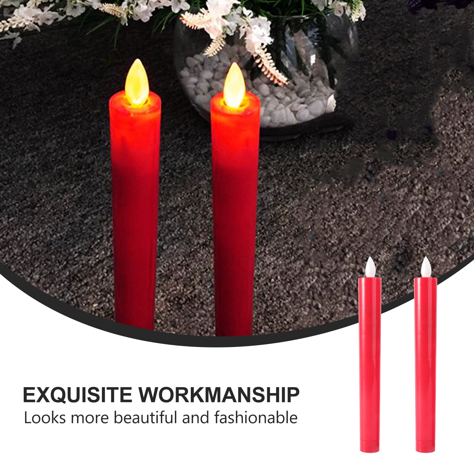 1 Pair Flameless Candle Flickering Smokeless LED Candle for Home ...