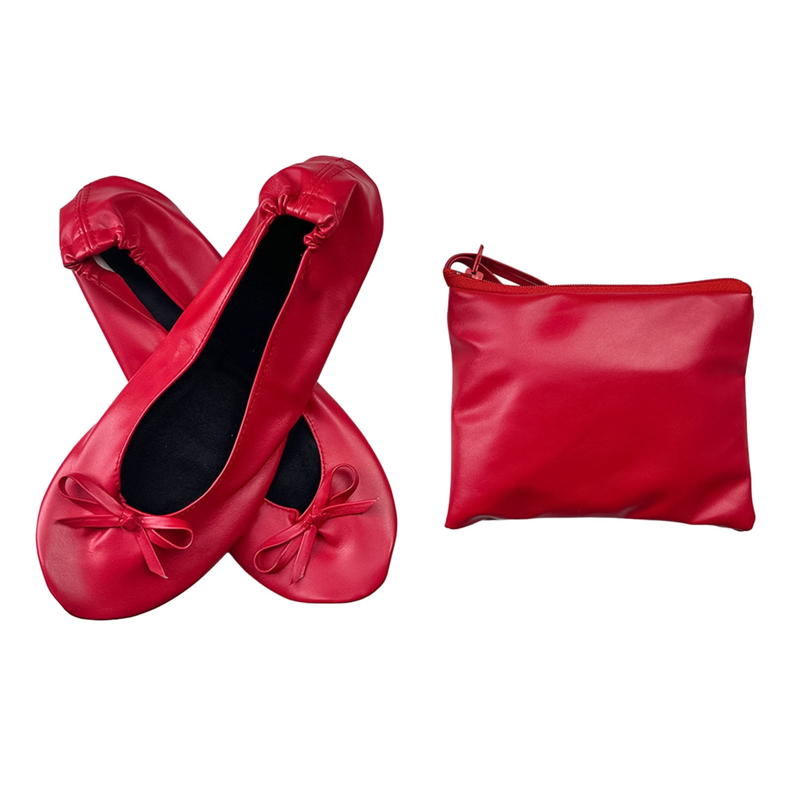 1 Pair Foldable Ballet Shoes with Storage Bag Super Soft Wear Resistant ...