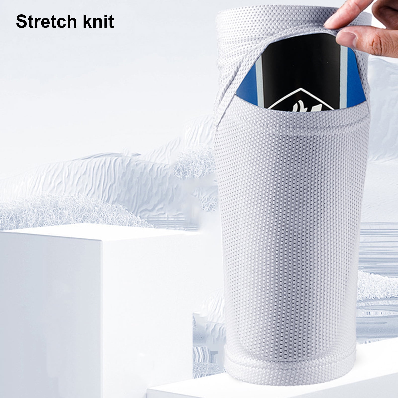 1 Pair Football Shin Guard Sleeves High Elasticity Seamless Slip ...