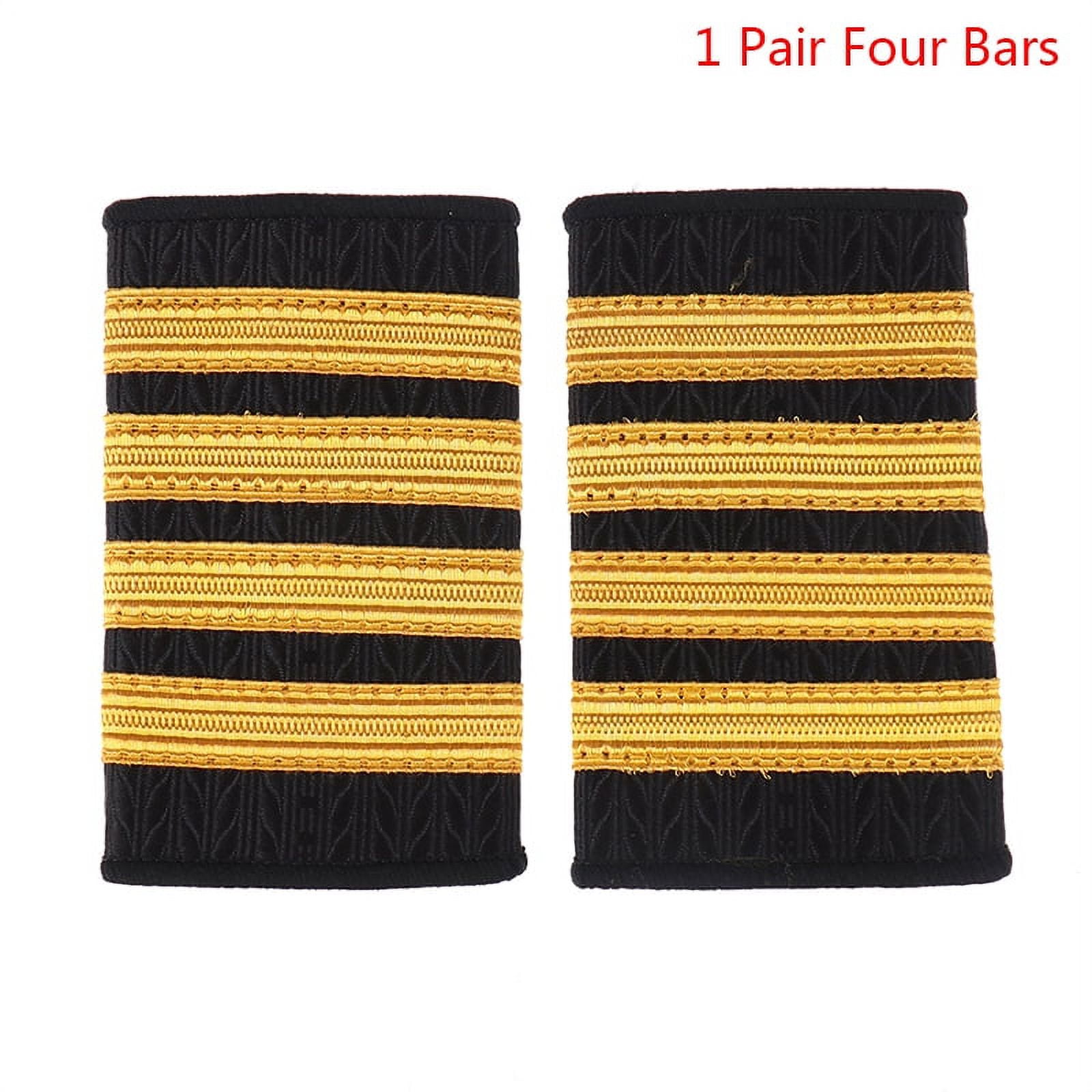 (1 Pair Four Bars) 1Pair Epaulettes Professional Pilot Uniform Epaulets ...