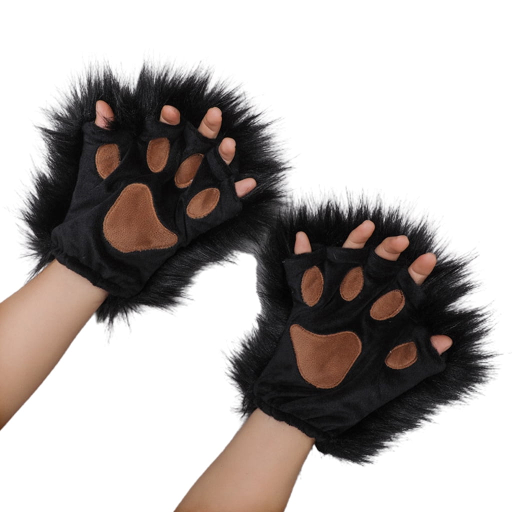1 Pair Furry Paw Gloves for Cat Girls Cosplay Accessory Kawaii Plush ...