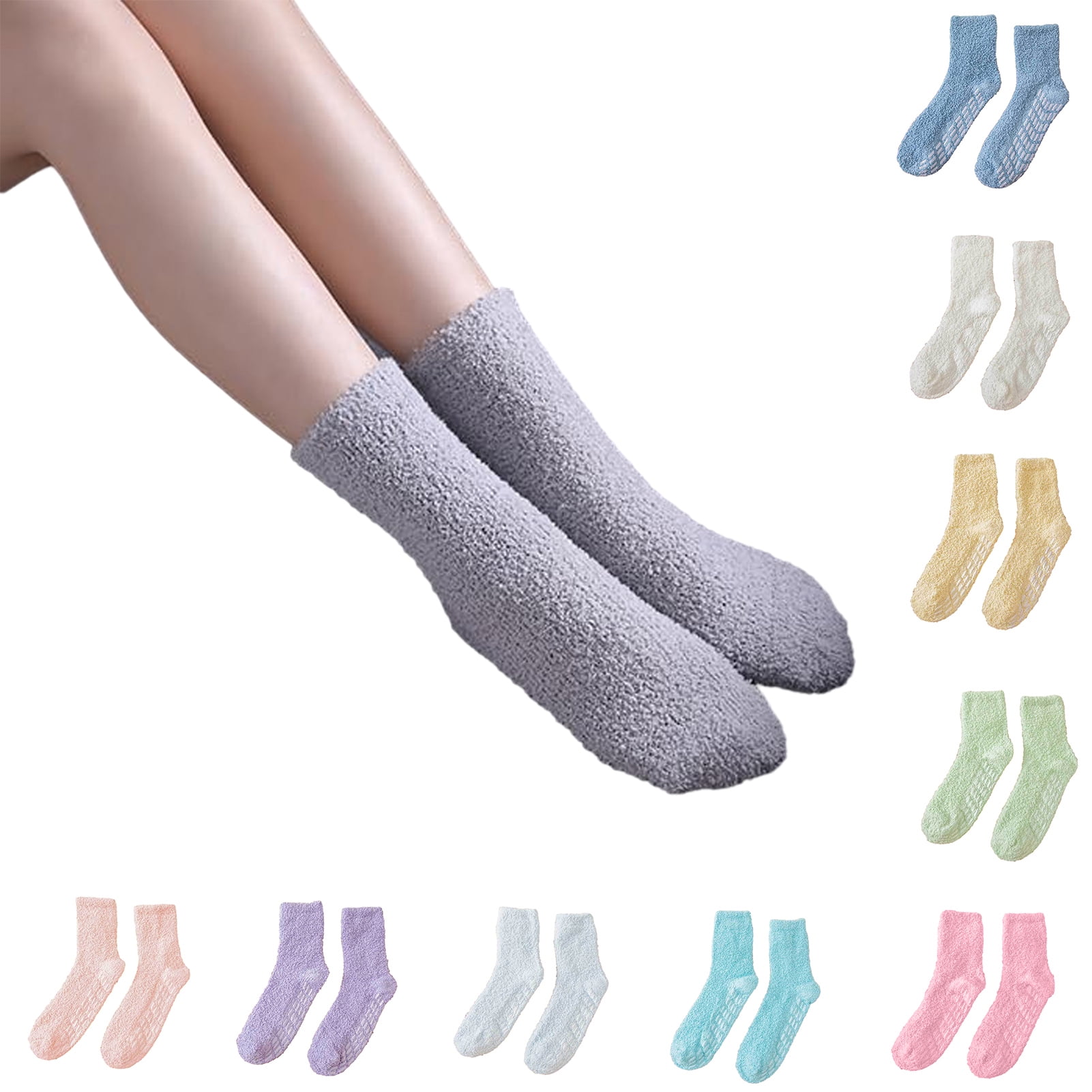 1 Pair Fuzzy Socks with Non Slip Grips Super Soft Breathable Cold ...