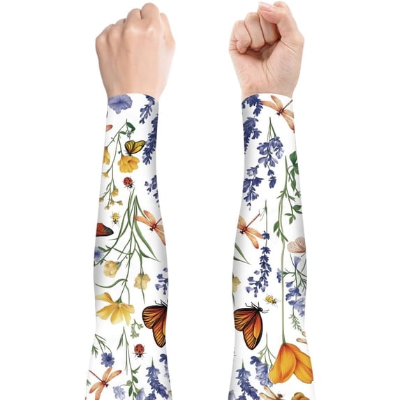 1 Pair Gardening Sleeves Farm Sun Protection Arm Sleeves with Flowers ...