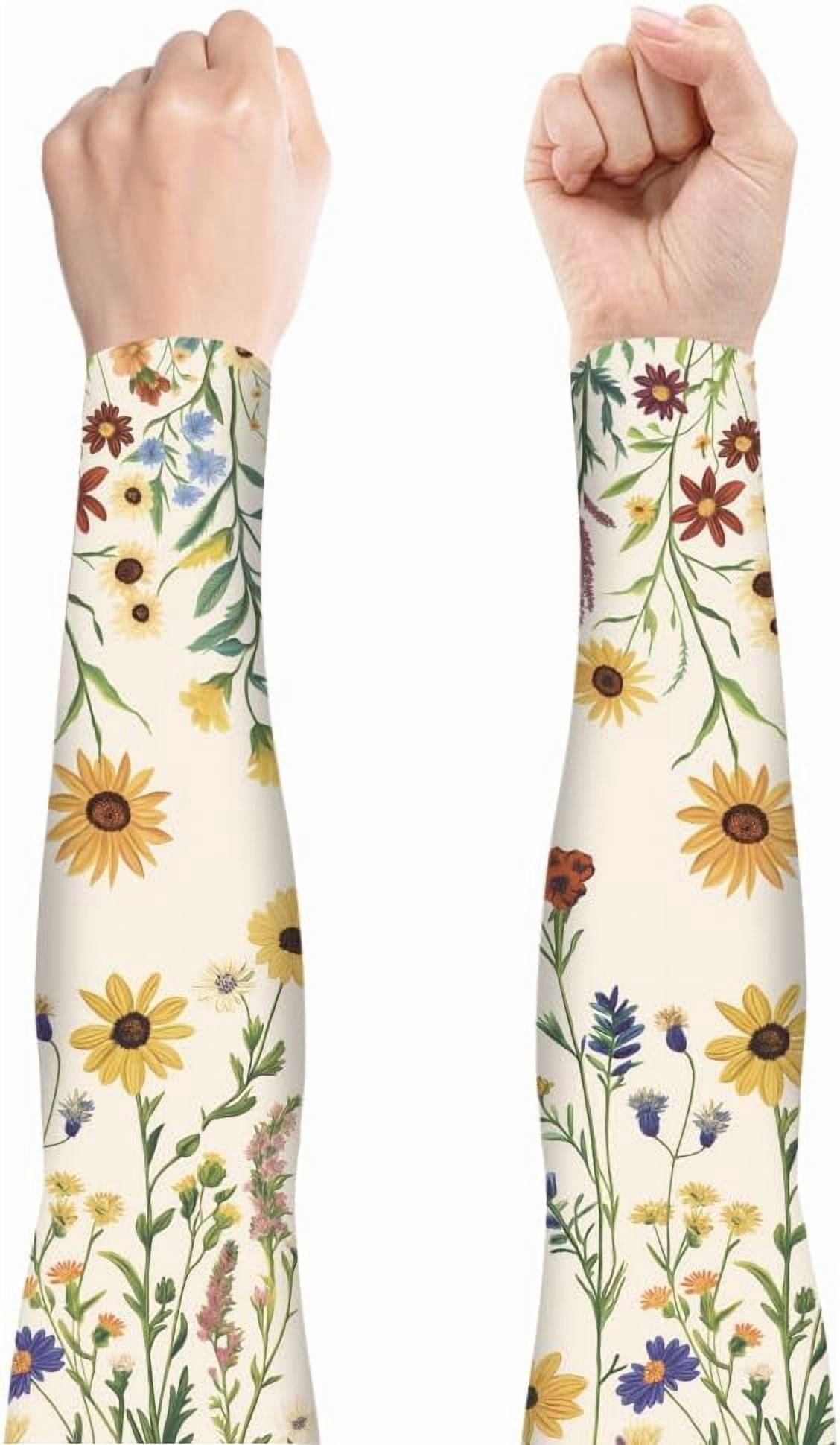 1 Pair Gardening Sleeves Retro Style Flowers Pattern Farmers Sun ...