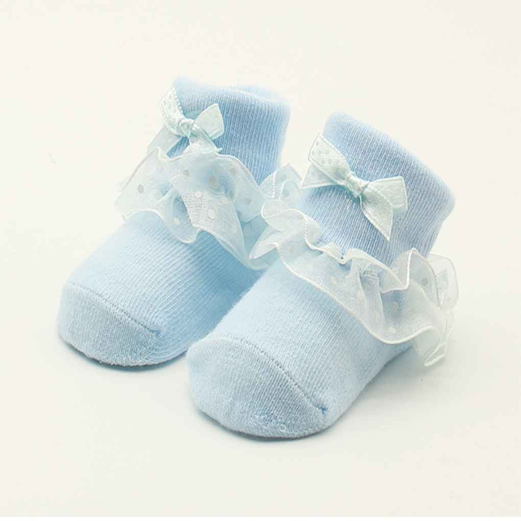 1 Pair Girl Kids Newborn Infant Baby Socks Warm Lace Bowknot Non-slip ...