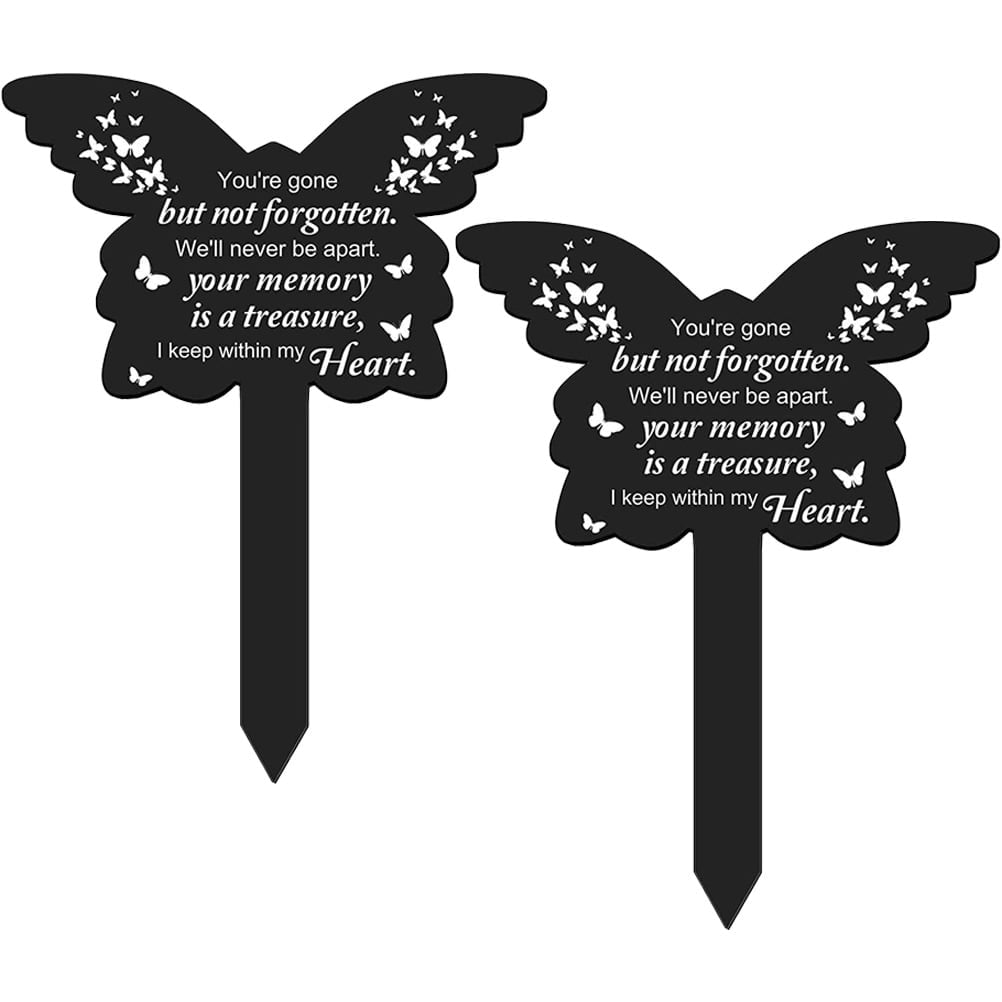 1 Pair Grave Plaque Cemetery Memorial Butterfly Stake Marker Butterfly ...