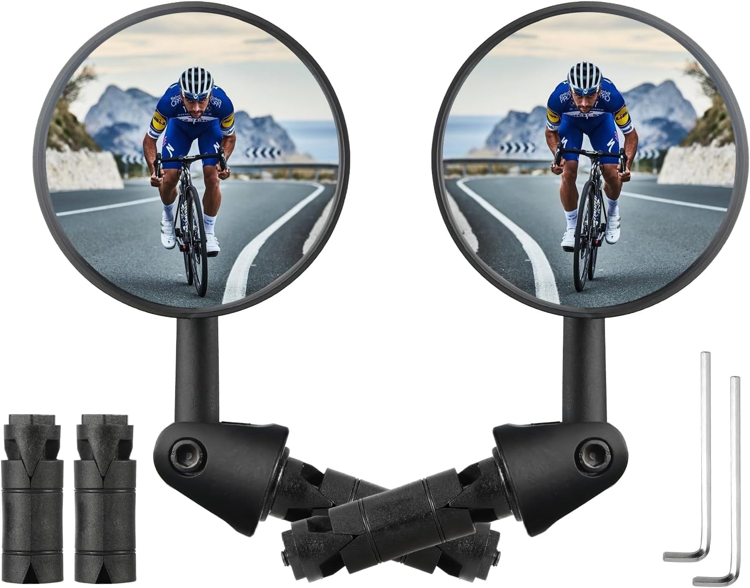 2 Pack Bike Mirrors, Adjustable Rotatable Rear View Glass Convex ...