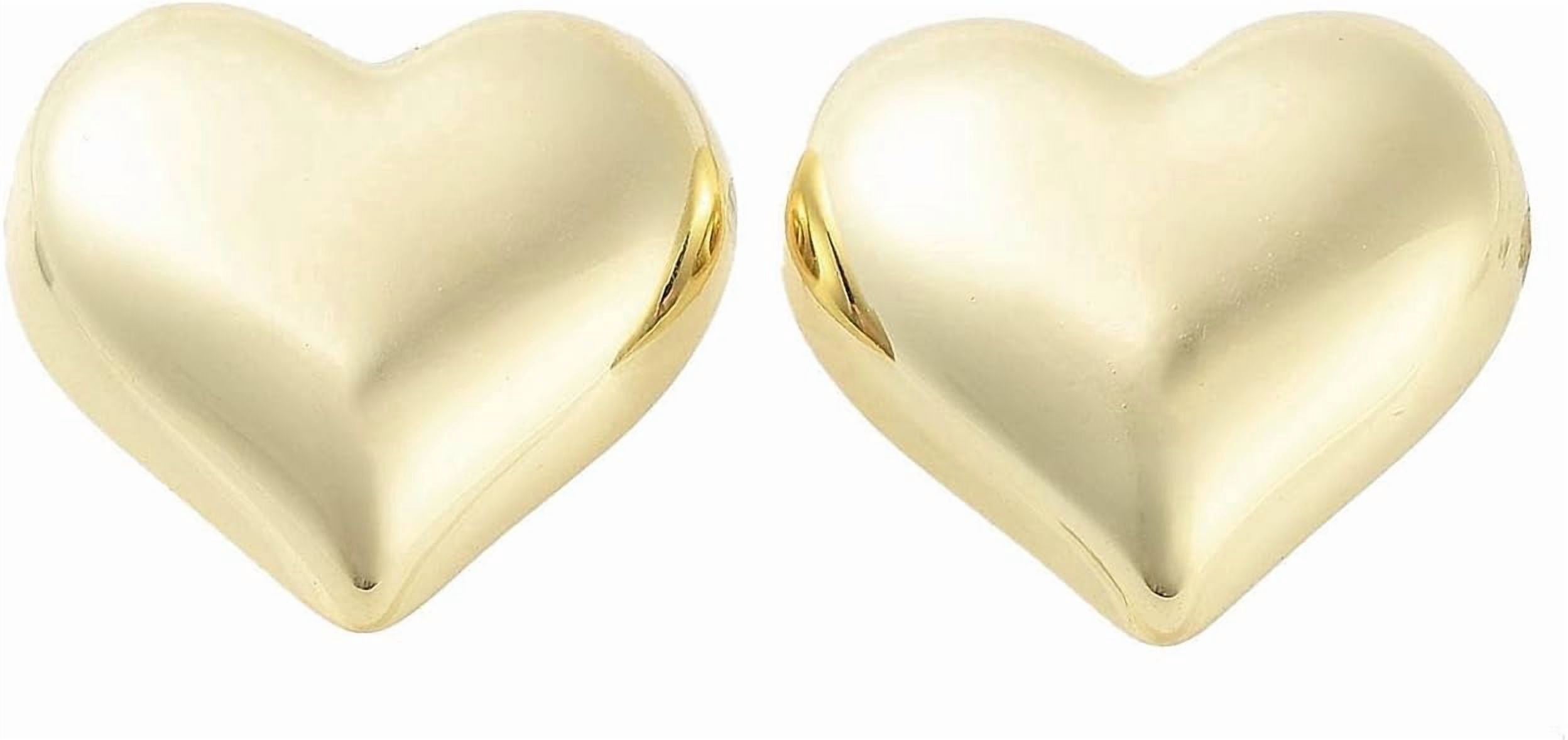 1 Pair Heart Stud Earrings Brass Stud Earrings Heart Real 18K Gold ...