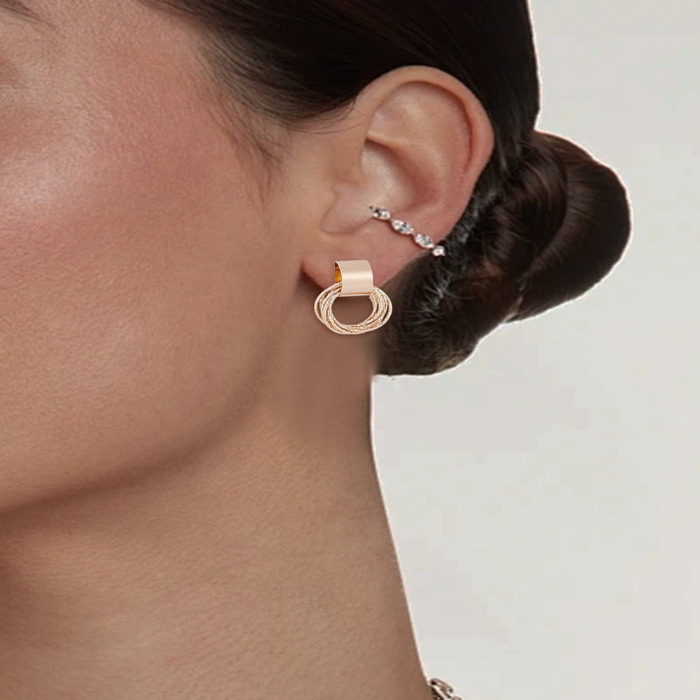 1 Pair Hollow Out Circle Earrings Brass Dangle Stud Earrings ...