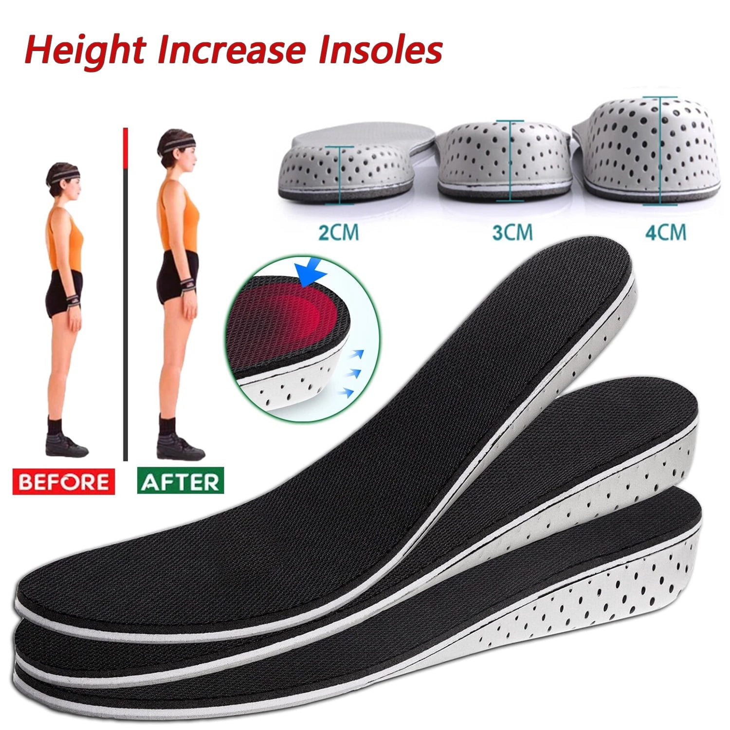 1 Pair Invisible Height Increase Insoles for Men & Women, Taller Shoe ...