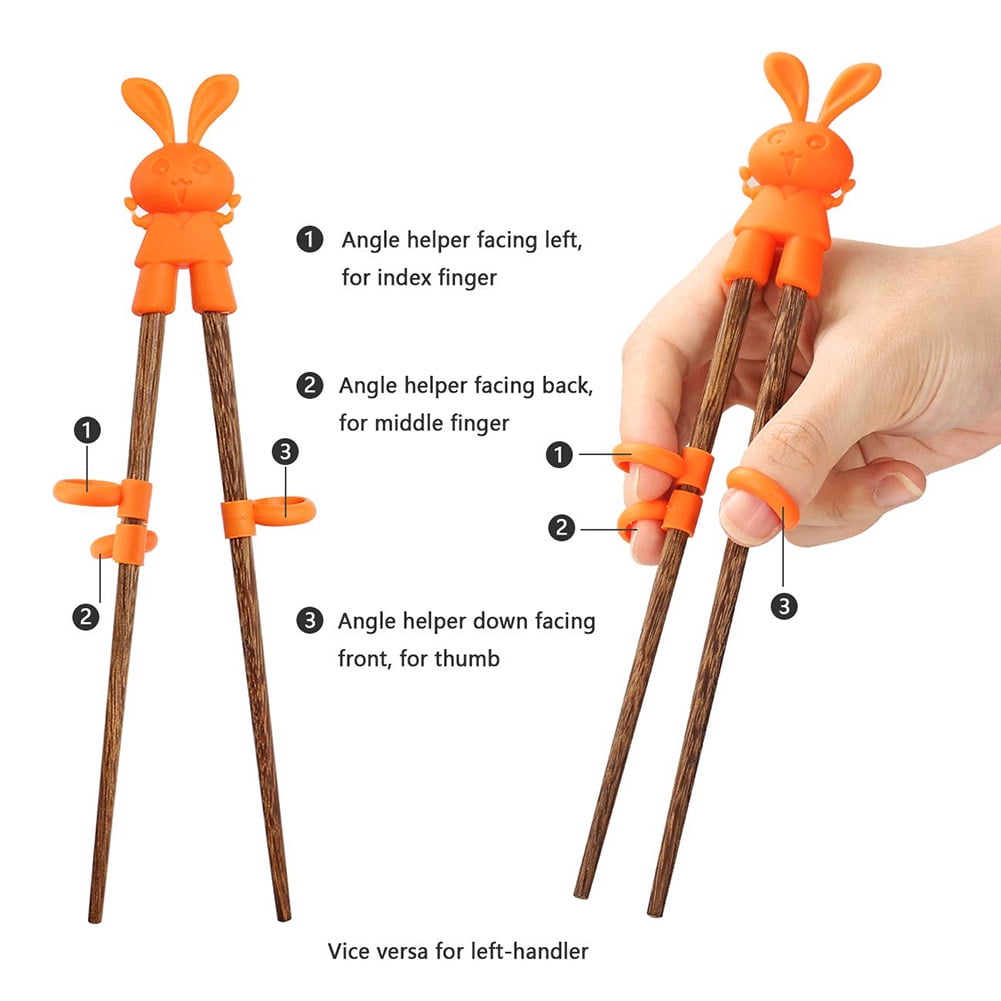 1 Pair Kids Wood Chopsticks Cartoon Children Chopsticks Learning Easy ...