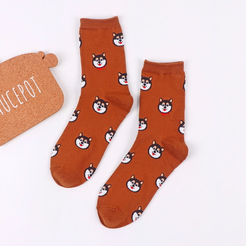 1 Pair Korean Style Kawai Cartoon Socks Cute Dogs Women Combed Cotton ...