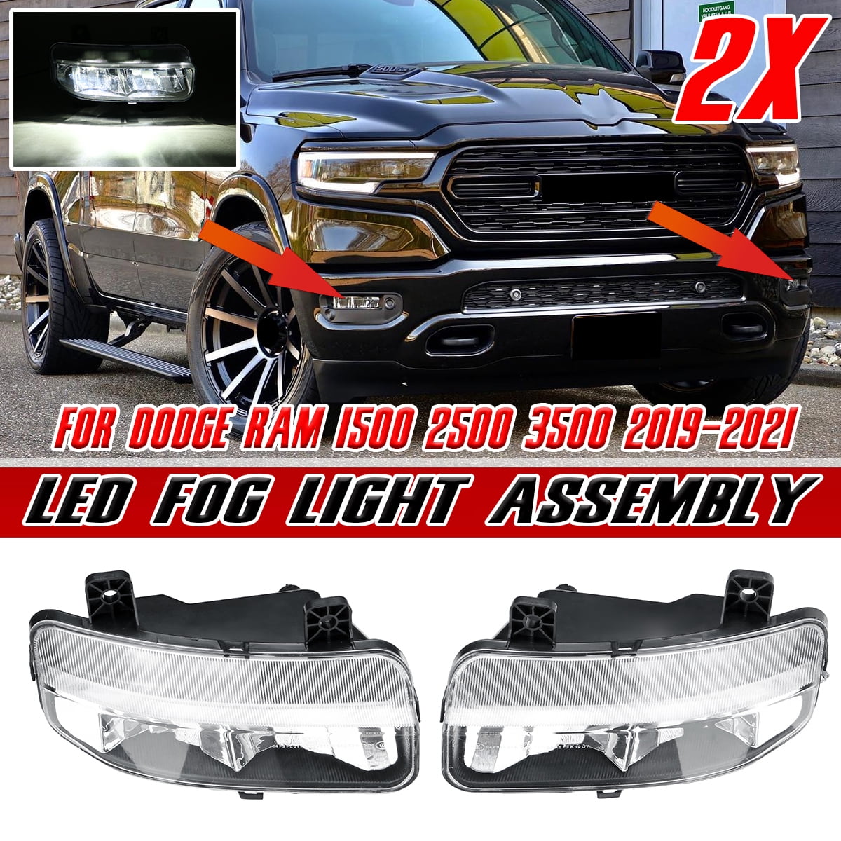 1 Pair LED Fog Lights Front Bumper Lamps Assembly for 2019 2020 2021 ...