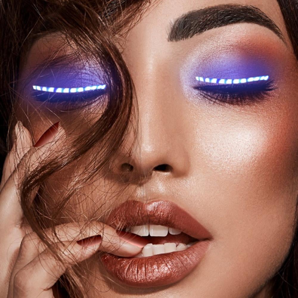 1 Pair LED Light Up False Eyelashes Luminous Lashes Fake Eye Lash Party ...