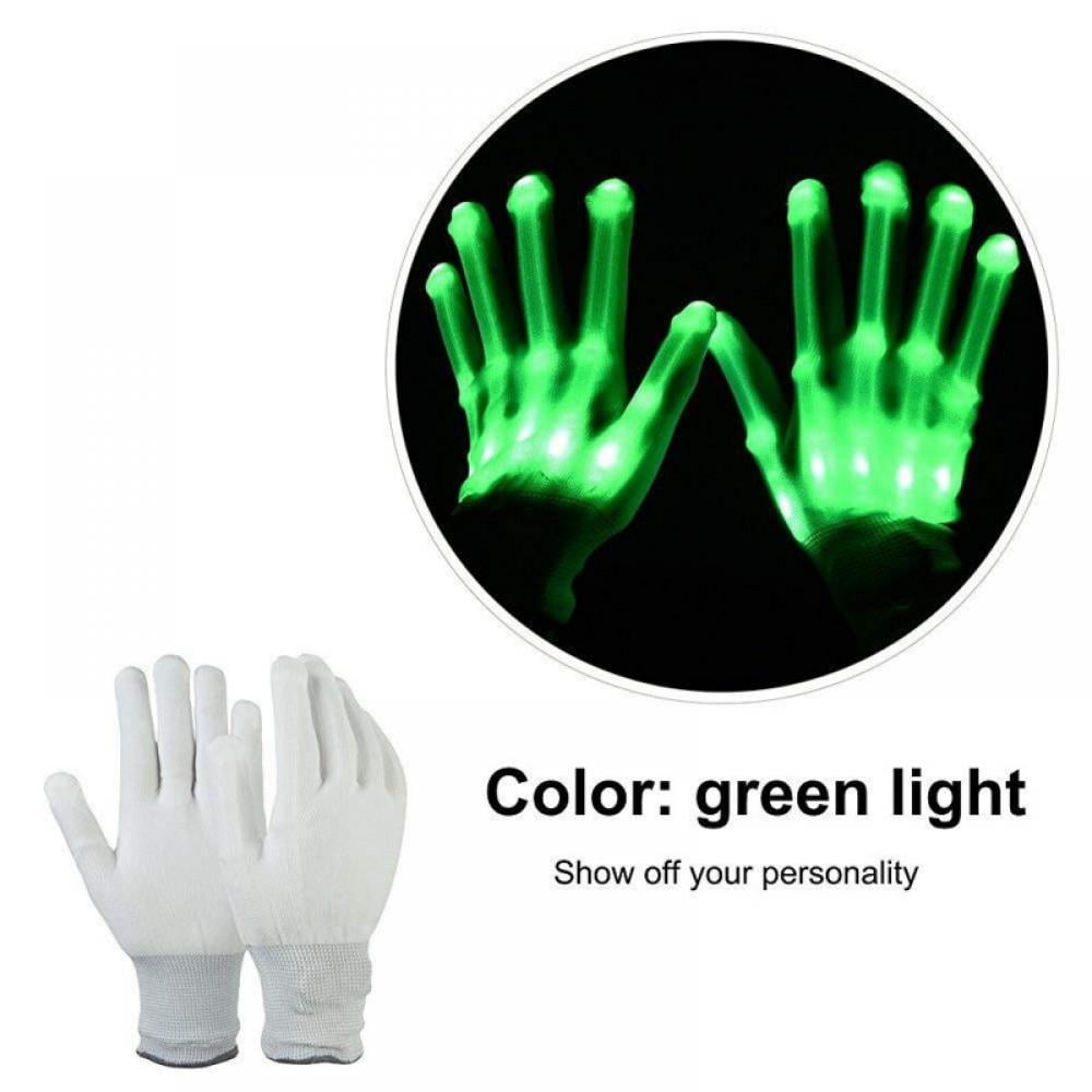 1 Pair LED Skeleton Hand Light Up Gloves Finger Light Flashing LED Warm ...