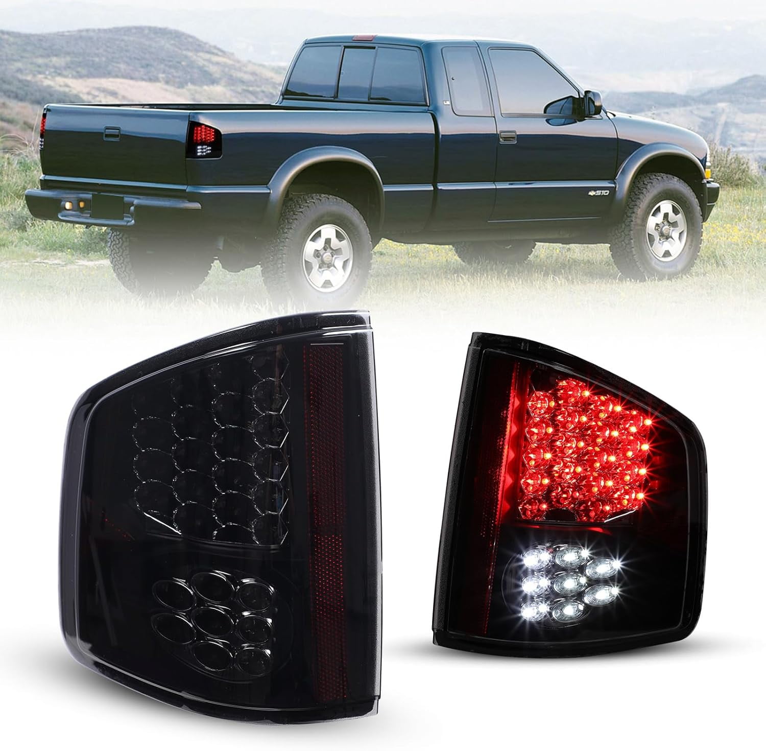 1 Pair LED Tail Lights for Chevrolet S10 Pickup 1994-2004,Rear Lamp ...