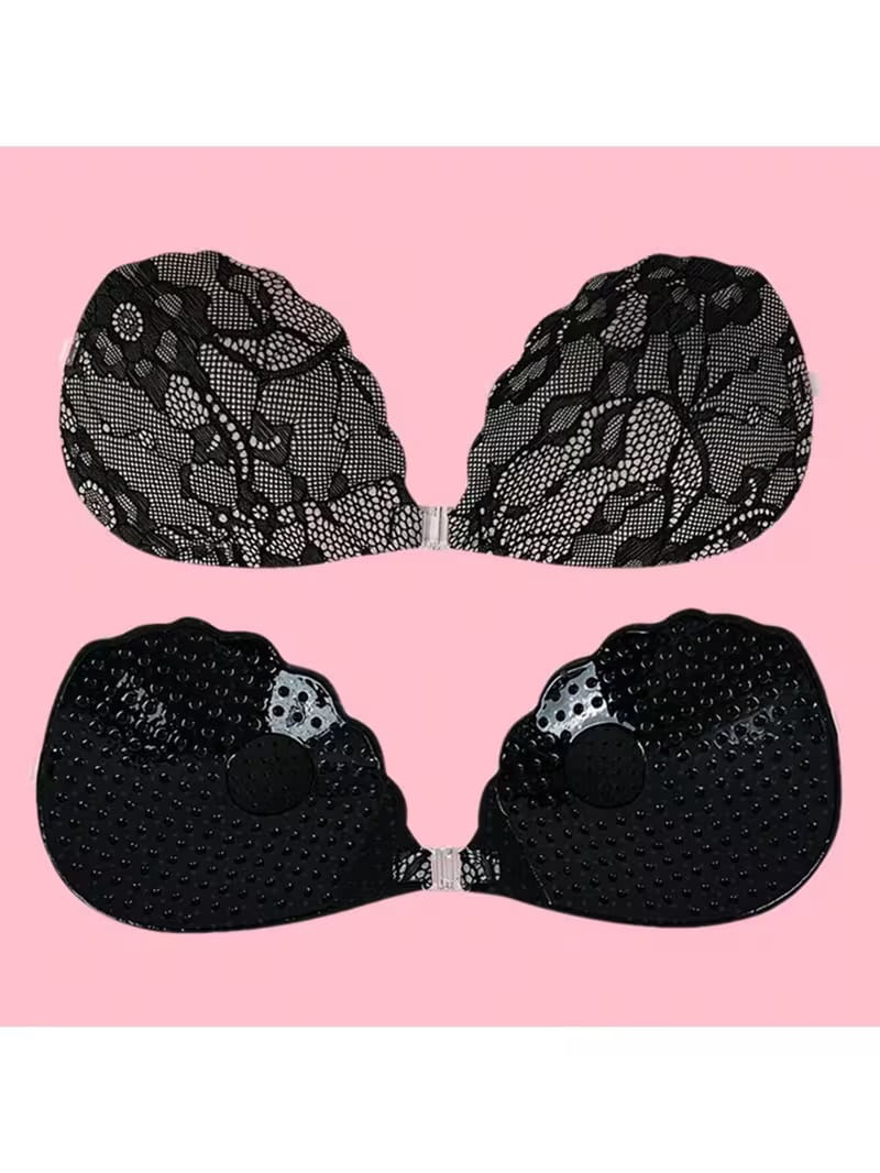 1 Pair of Lace Stick-On Bras - Gathered Push-Up Bras with Invisible ...