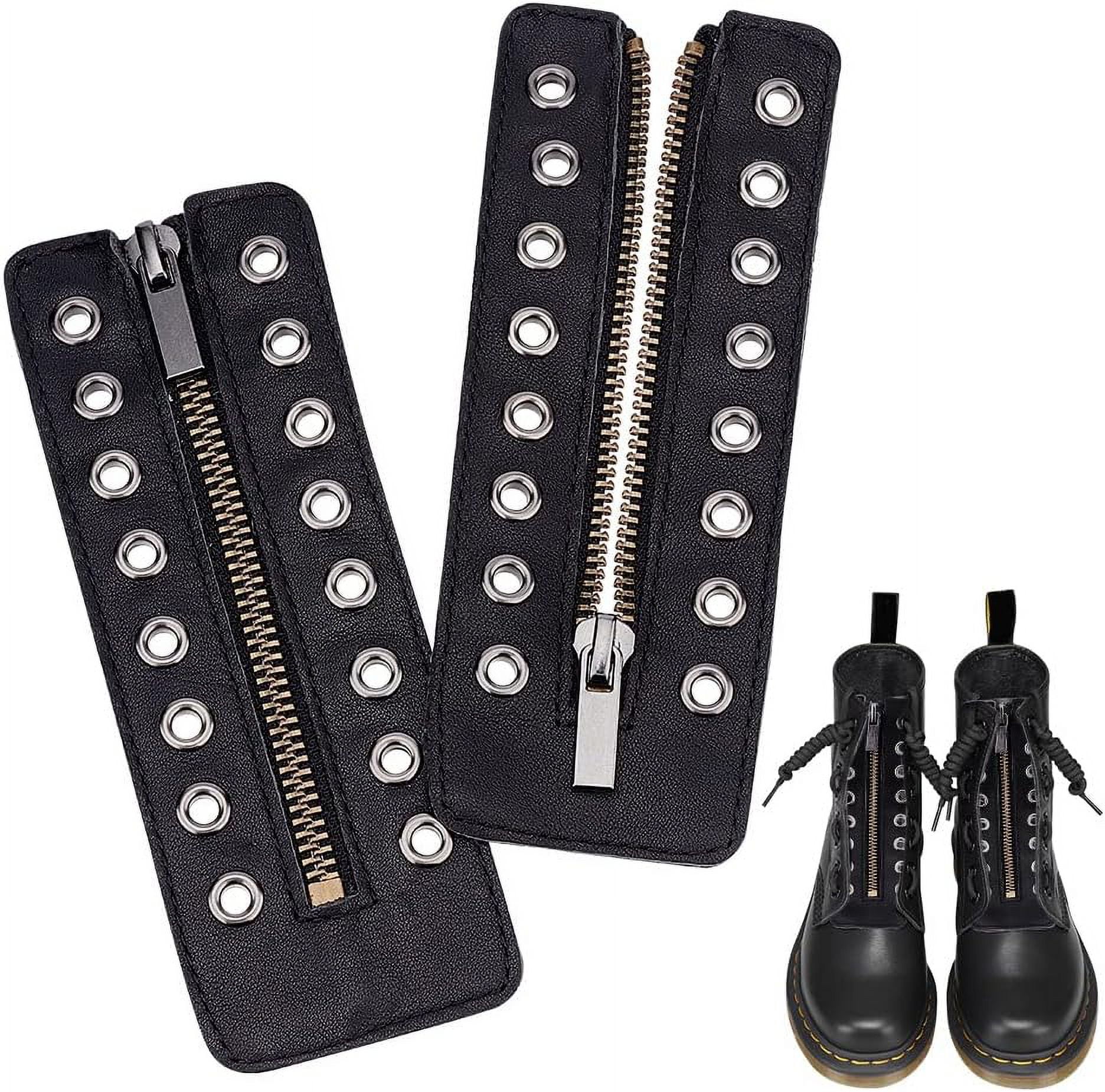 1 Pair Leather Lace-in Boot Zipper Inserts 6.5"x2.4" 8 Eyelet Zipper No ...