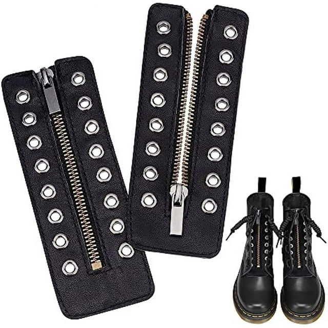 1 Pair Leather Lace-in Boot Zipper Inserts 8 Eyelet Zipper No Tie ...